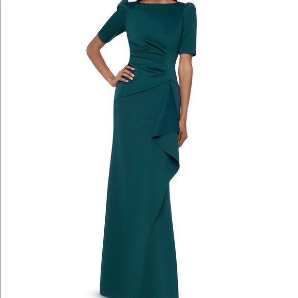 Xscape | Dresses | Xscape Ruched Aline Gown In Green Worn Once | Poshmark